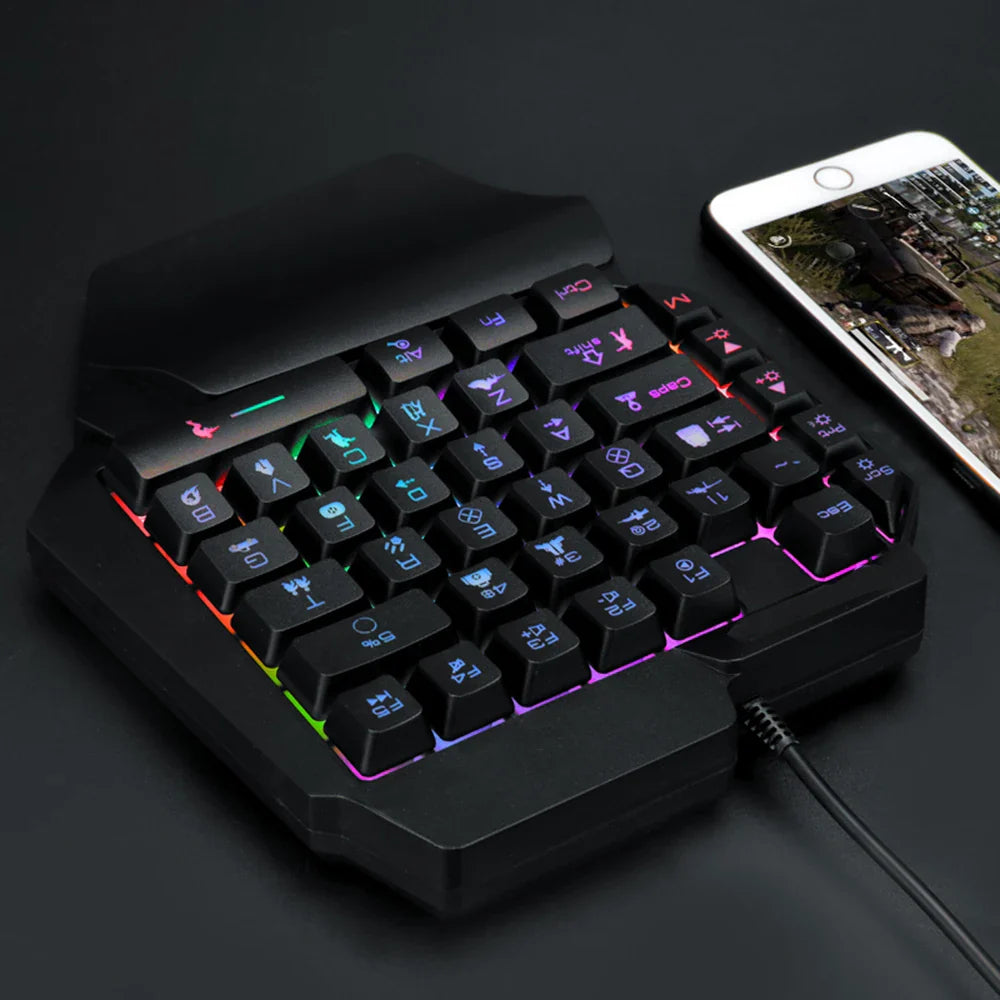 One-Handed Rgb Backlit Gaming Keyboard With Ergonomic Design – Mjg Store